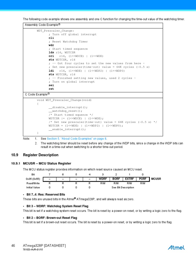 10.9 Register Description: Section 5. "About Code Examples" On Page 8 ...