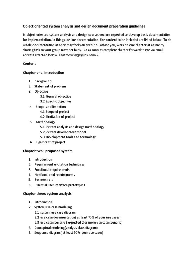 Object Oriented System Analysis and Design Document Preparation ...