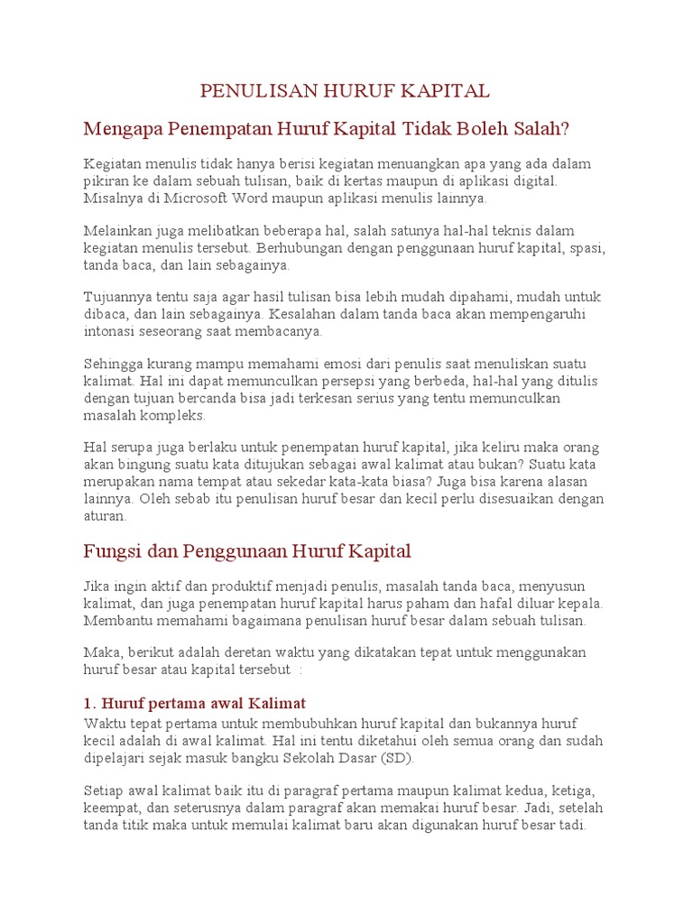 Panduan Lengkap Penggunaan Huruf Kapital | PDF