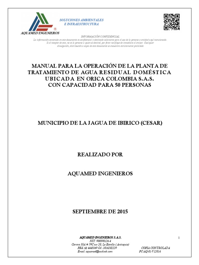 Manual de Operación PTAR | PDF | Aguas residuales | Agua