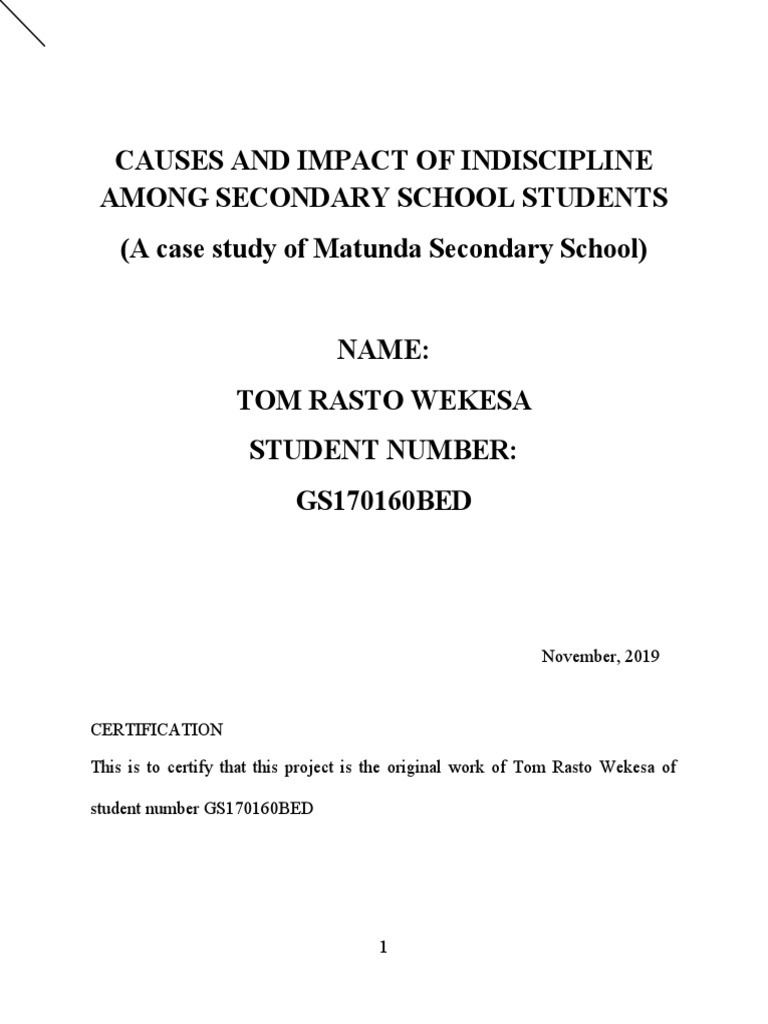 CAUSES - AND - IMPACT - OF - INDISCIPLINE - AMONG Students in Secondary ...