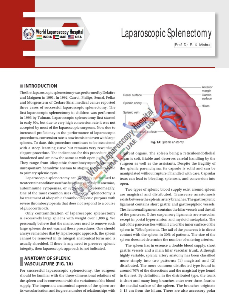 Laparoscopic Splenectomy | PDF | Spleen | Pancreas