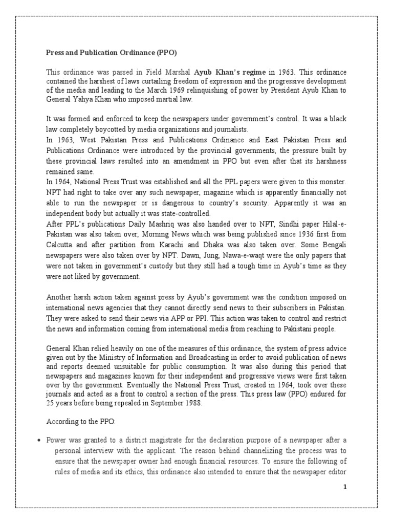 Press and Publication Ordinance (PPO) | PDF | Newspapers | News