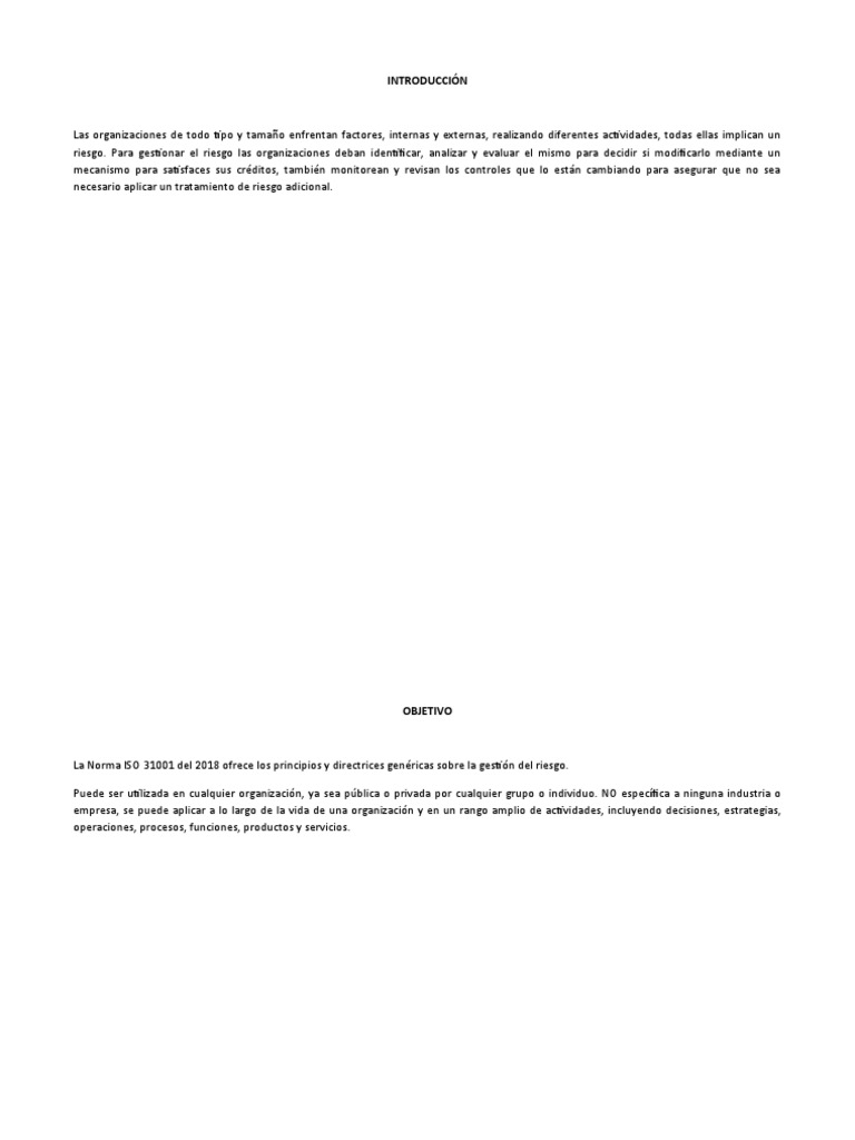 Norma ISO 31001: Gestión de Riesgos 2018 | PDF | Calidad (comercial ...