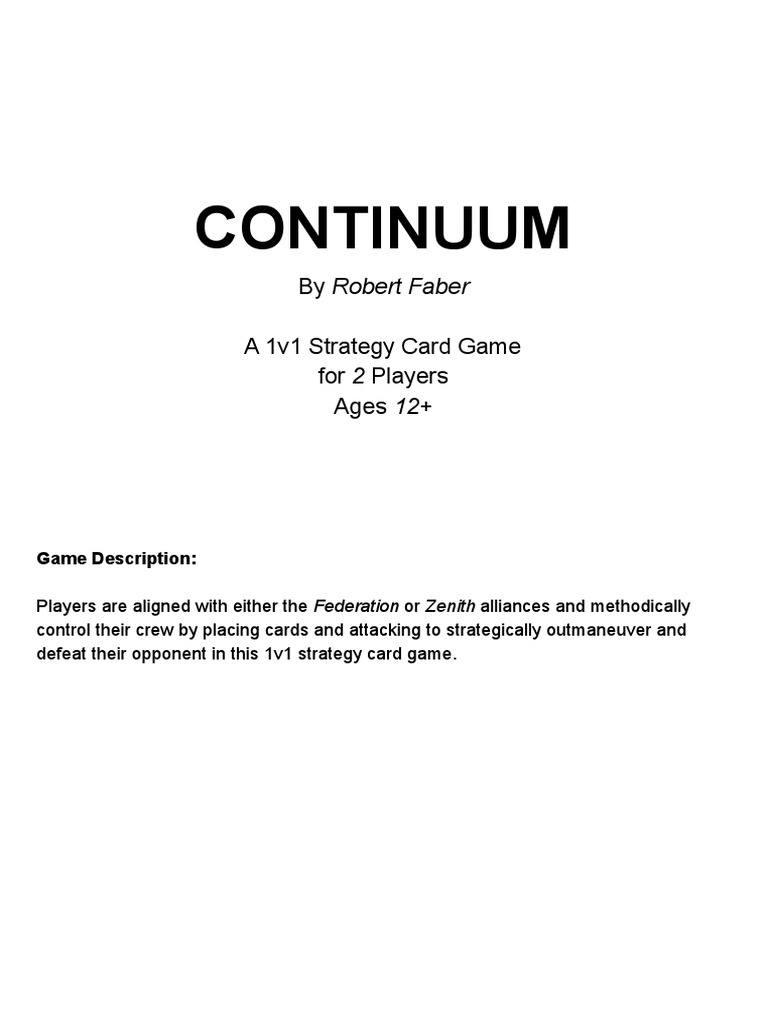 Robert Faber - Continuum Card Game | PDF | Playing Cards | Gaming