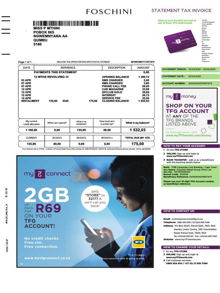 Shop On Your TFG Account: Miss P Mthini POBOX 865 Ngwemnyana Aa Qumbu ...