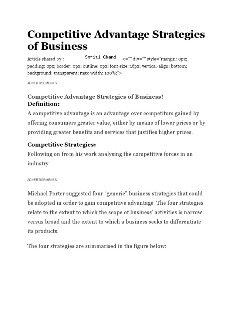 Competitive Advantage Strategies of Business | PDF | Competitive ...