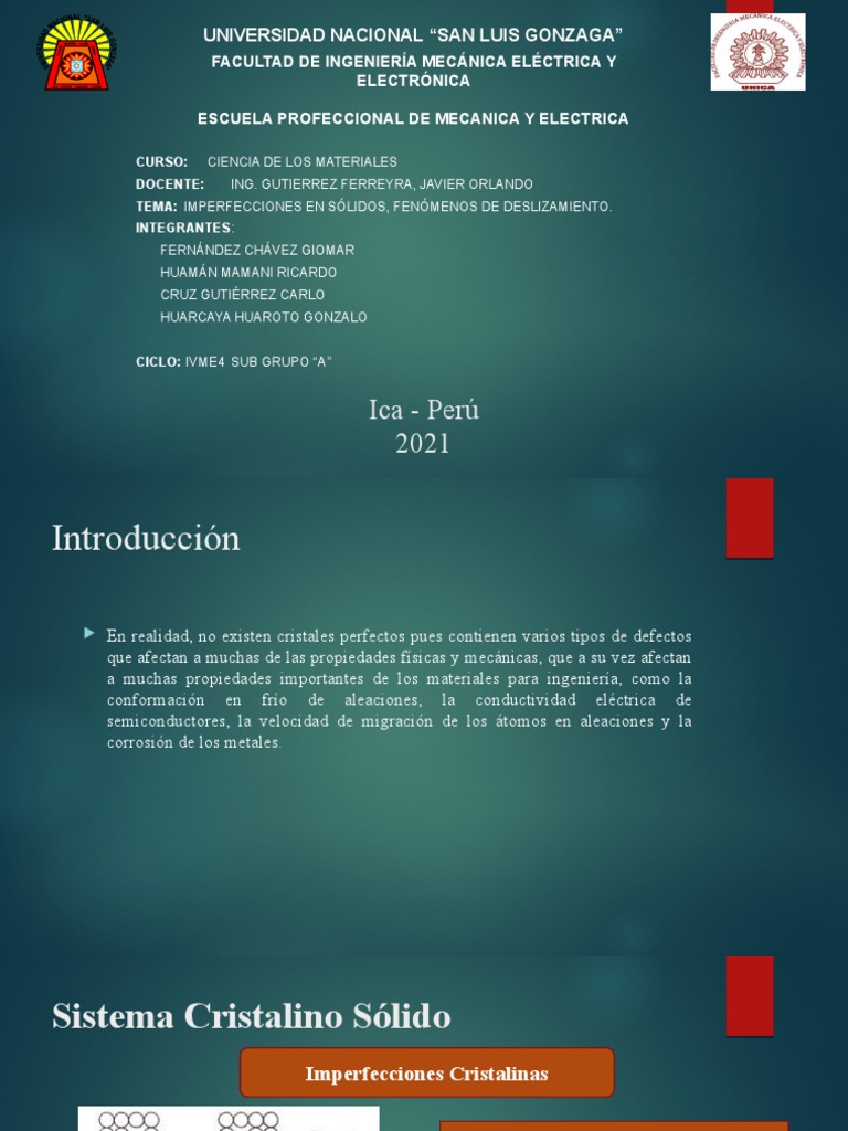 IMPERFECCIONES | PDF | Dislocación | Materiales