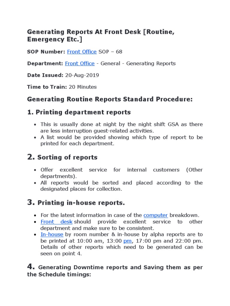 Generating Reports at Front Desk | PDF | Information Age | Information ...