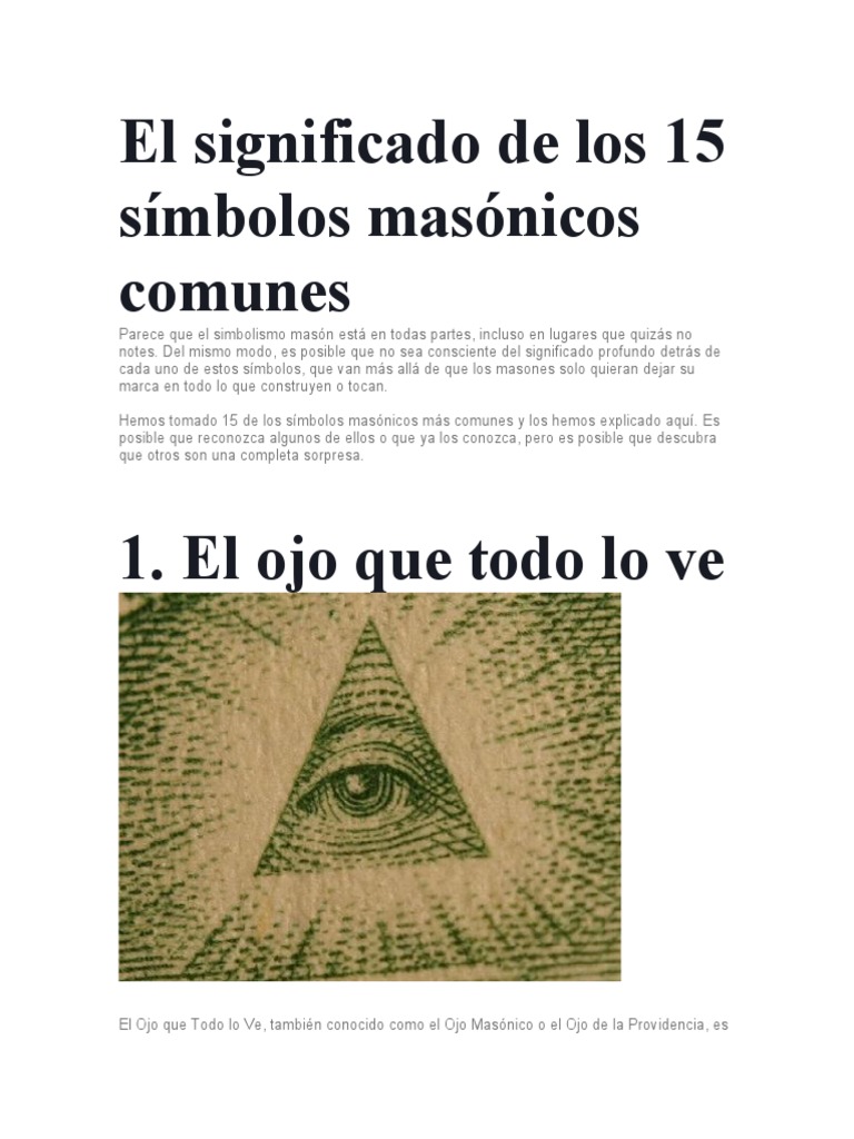 El Significado de Los 15 Símbolos Masónicos Comunes | PDF | Masonería ...