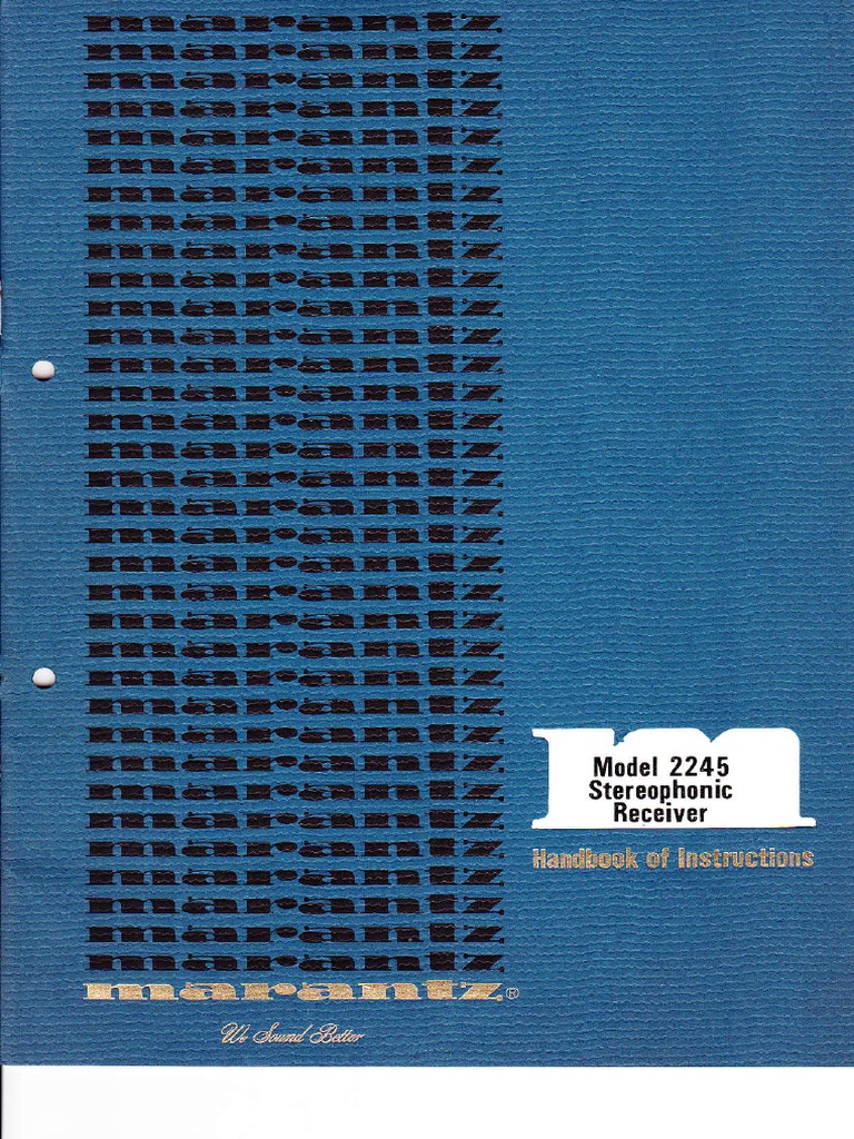 Marantz Model 2245 Receiver Manual | PDF | Equalization (Audio ...