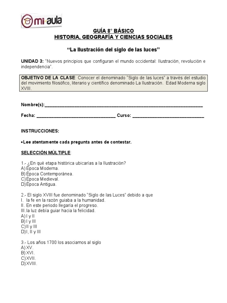 Guia La Ilustracion Del Siglo de Las Luces 81374 20190831 20160722 174326 | PDF | Separación de ...
