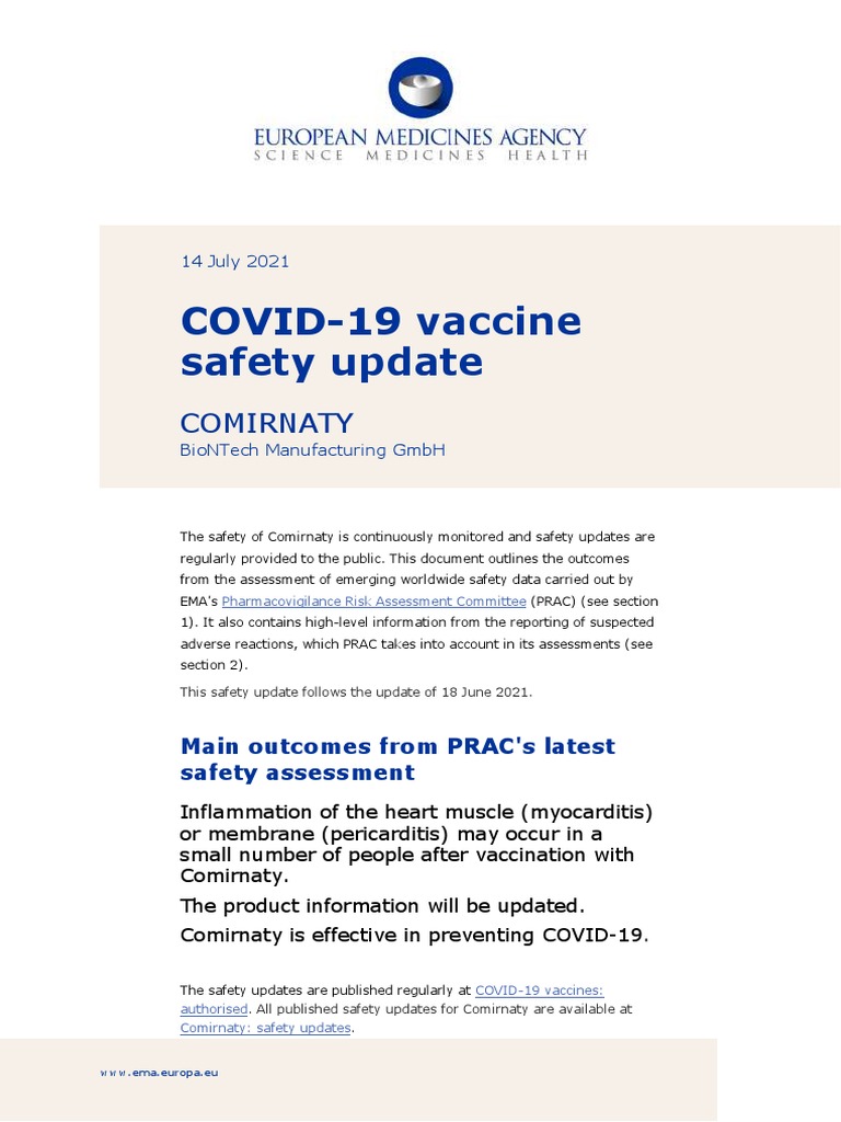 Covid 19 Vaccine Safety Update Comirnaty 14 July 2021 en | PDF ...