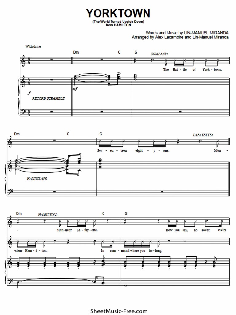 Yorktown Sheet Music From Hamilton | PDF