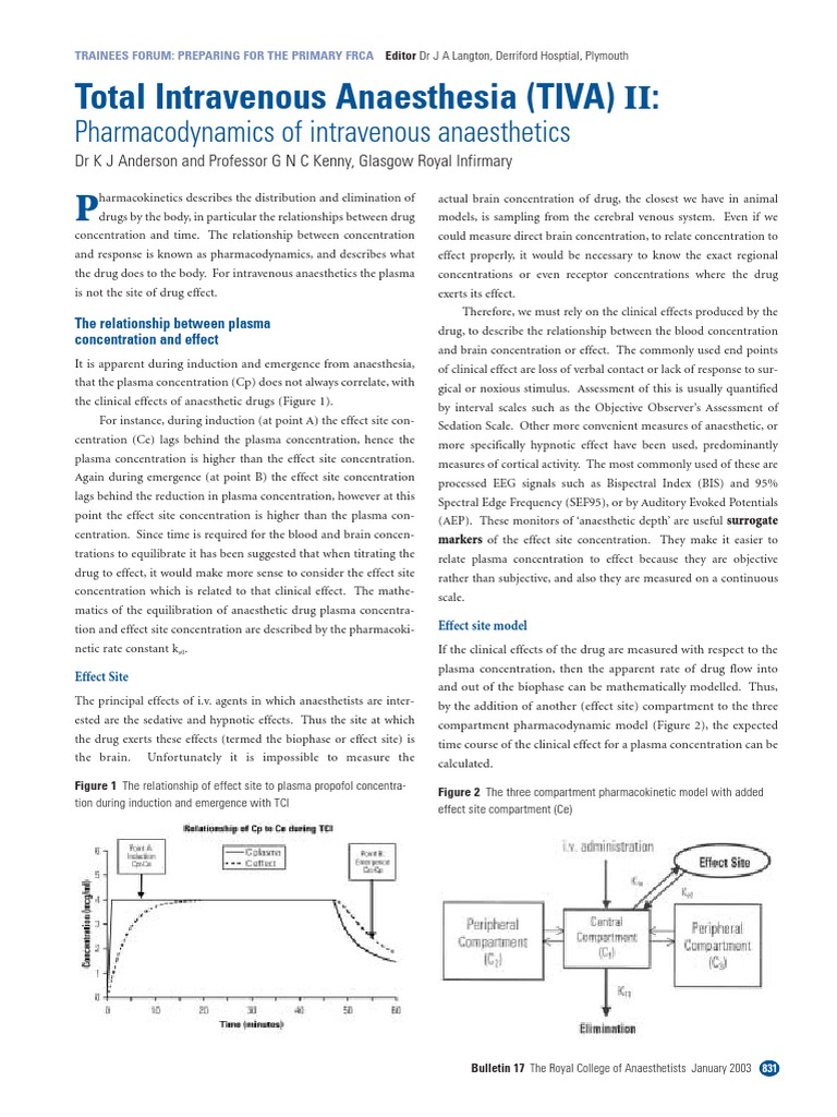 Anderson - Total Intravenous Anaesthesia (TIVA) II | PDF | Anesthesia | Pharmacokinetics