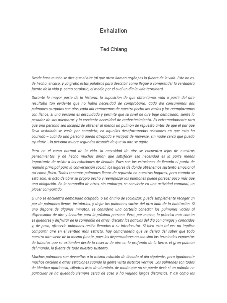 Exhalation" de Ted Chiang | PDF | Universo | Cerebro