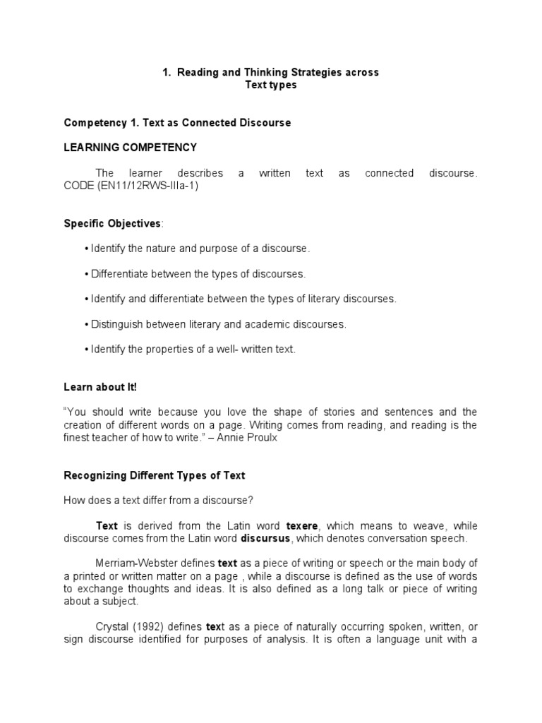 Types of Discourse | PDF | Discourse | Word