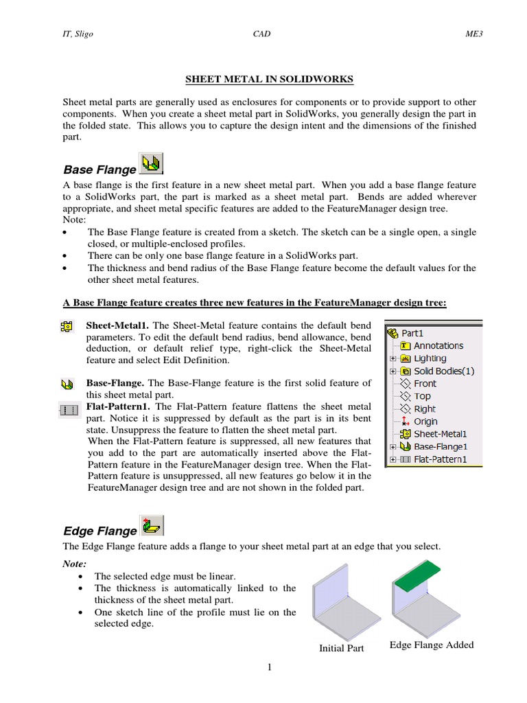 SolidWorks Sheet Metal Design Guide | PDF | Sheet Metal | Rectangle