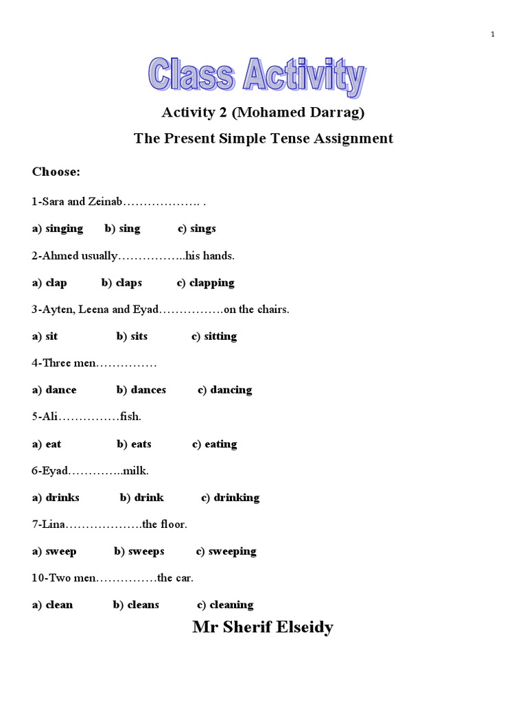 Present Simple Tense Practice Quiz | PDF | Food And Drink | Foods