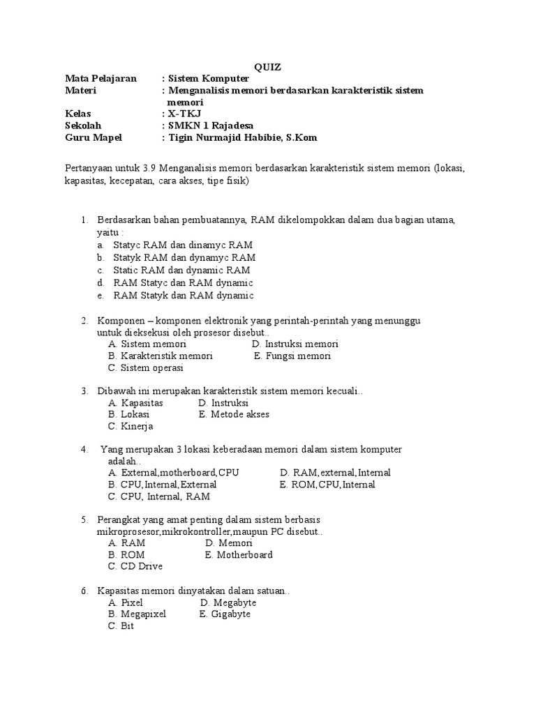 Quiz Modul 9 | PDF