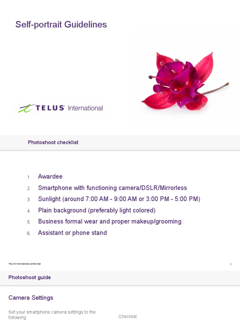 Self Portrait Guidelines | PDF | Exposure (Photography) | Camera