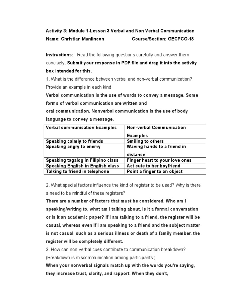 Assignment 2 Non Verbal and Verbal Comm | PDF