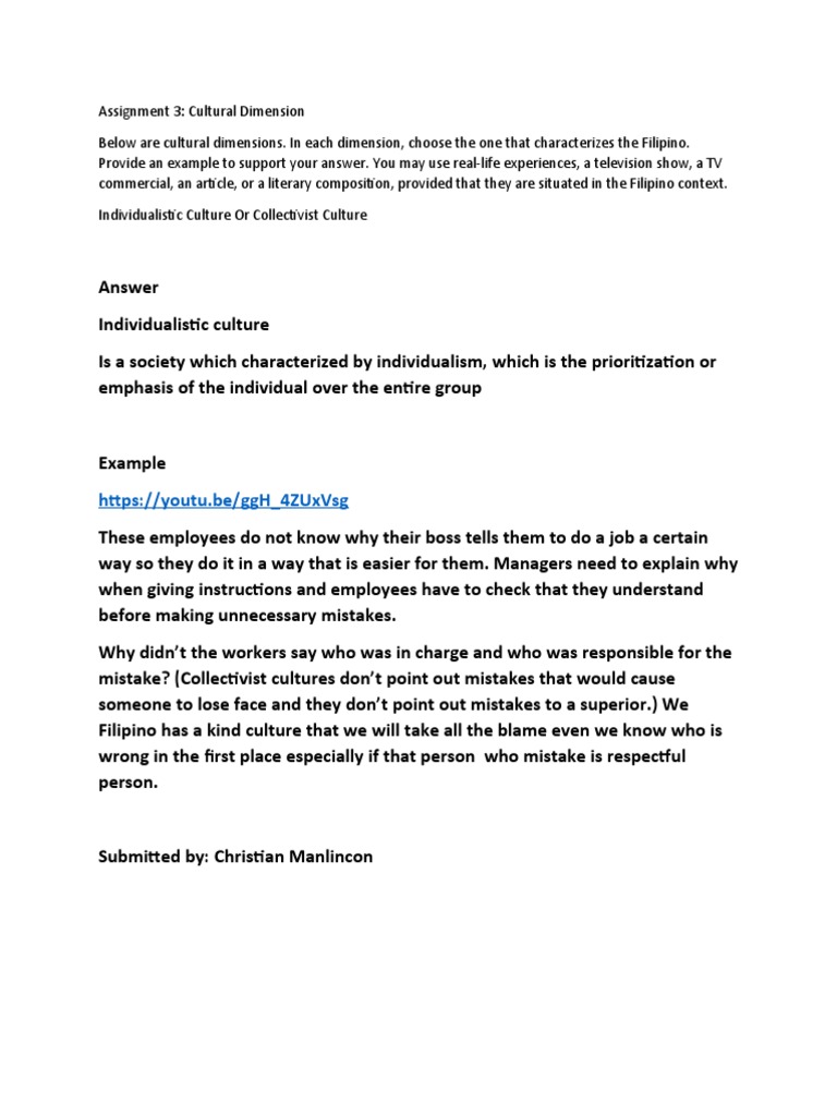 Collectivist Culture in the Philippines: An Analysis of Cultural ...