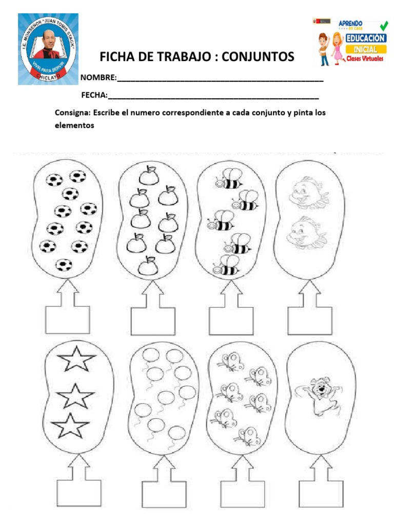 Hojas De Trabajo Sobre Fracciones De Conjuntos