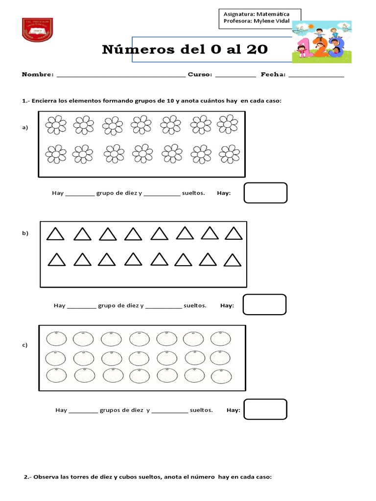 Guía Numeros Del 0 Al 20 1° Basico | PDF