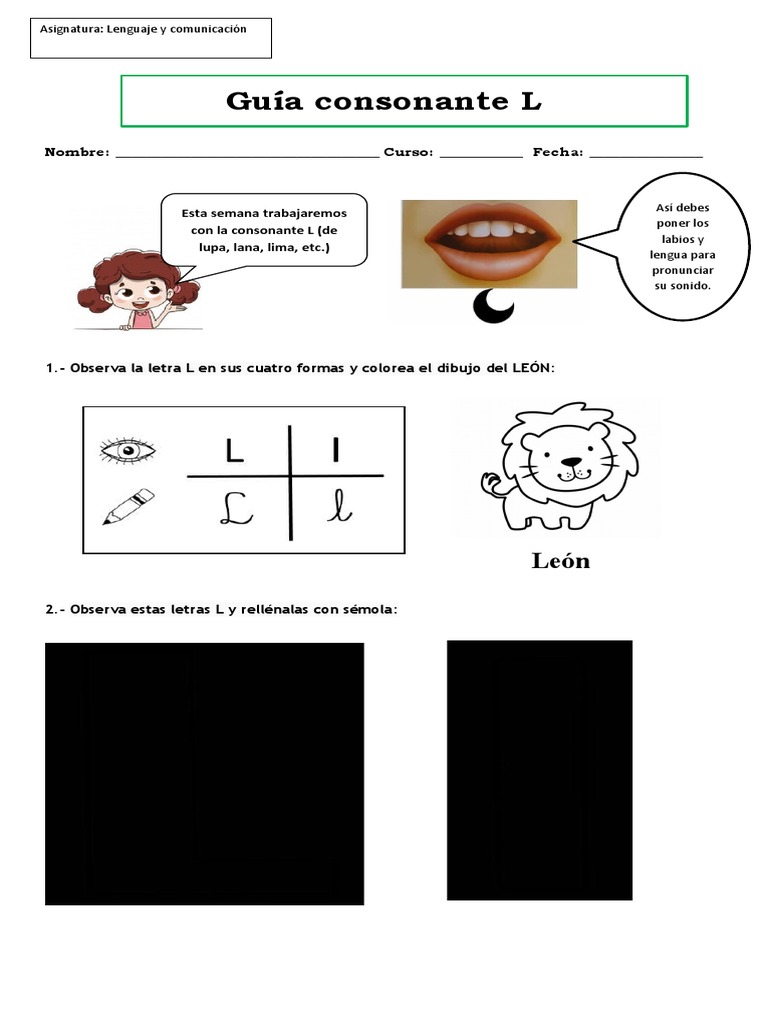 Actividades con la letra L para niños | PDF | Comunicación humana ...