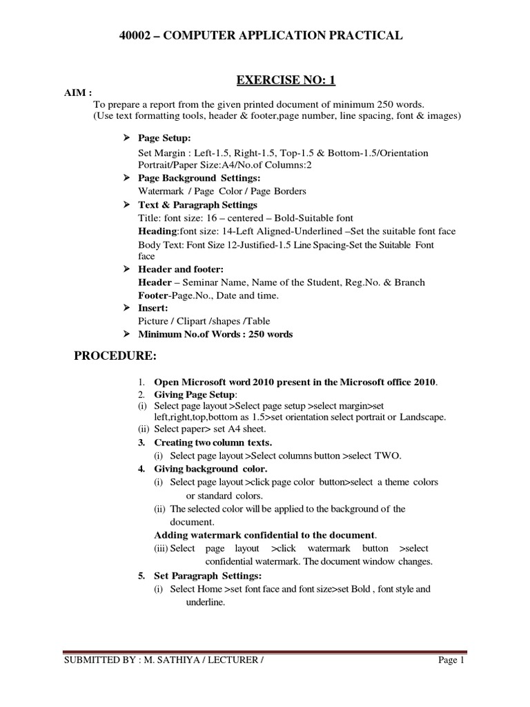 40002-Computer Application Practical-M Scheme | PDF | Page Layout ...
