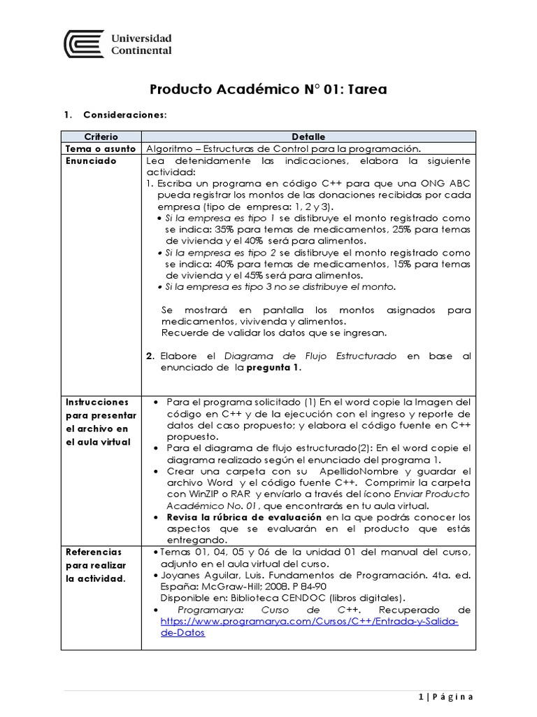 PA 01 Fundamentos Programacion | PDF | Caso de carta | C