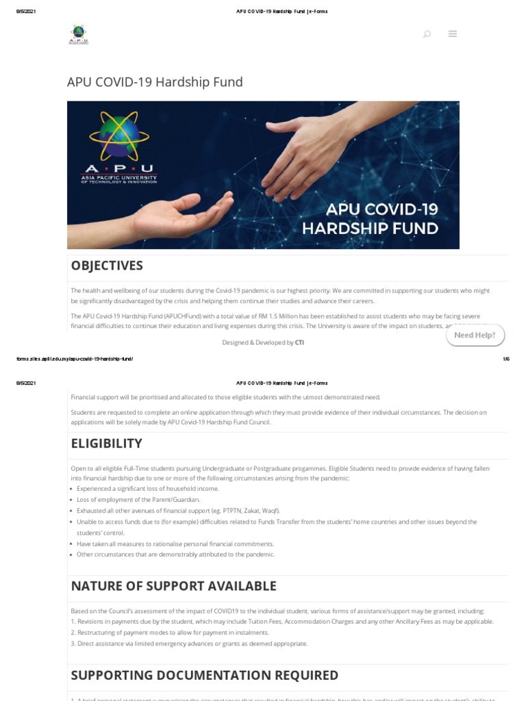 APU COVID-19 Hardship Fund - E-Forms | PDF | Fee | Economies