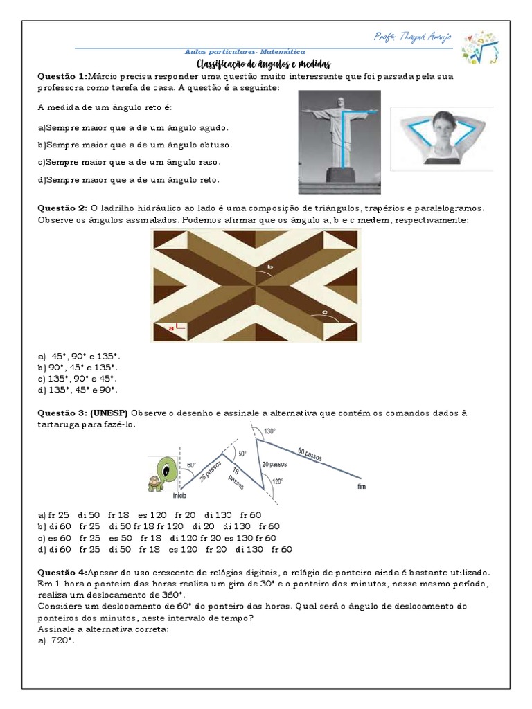 Ângulos (Classificação e Medidas) | PDF | Ângulo | Turbina eólica