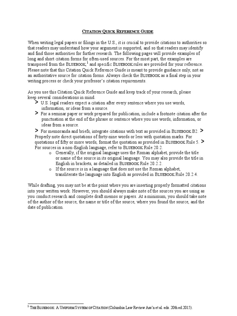 BB Quick Guide | PDF | Citation | Treaty