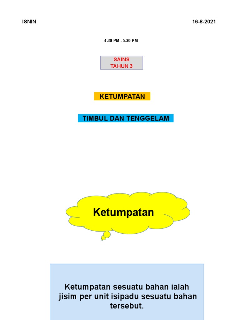 Ketumpatan (Timbul Dan Tenggelam) | PDF