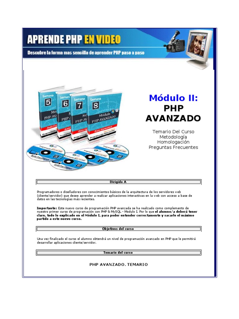 Temario Curso PHP | Descargar gratis PDF | Php | Servidor web