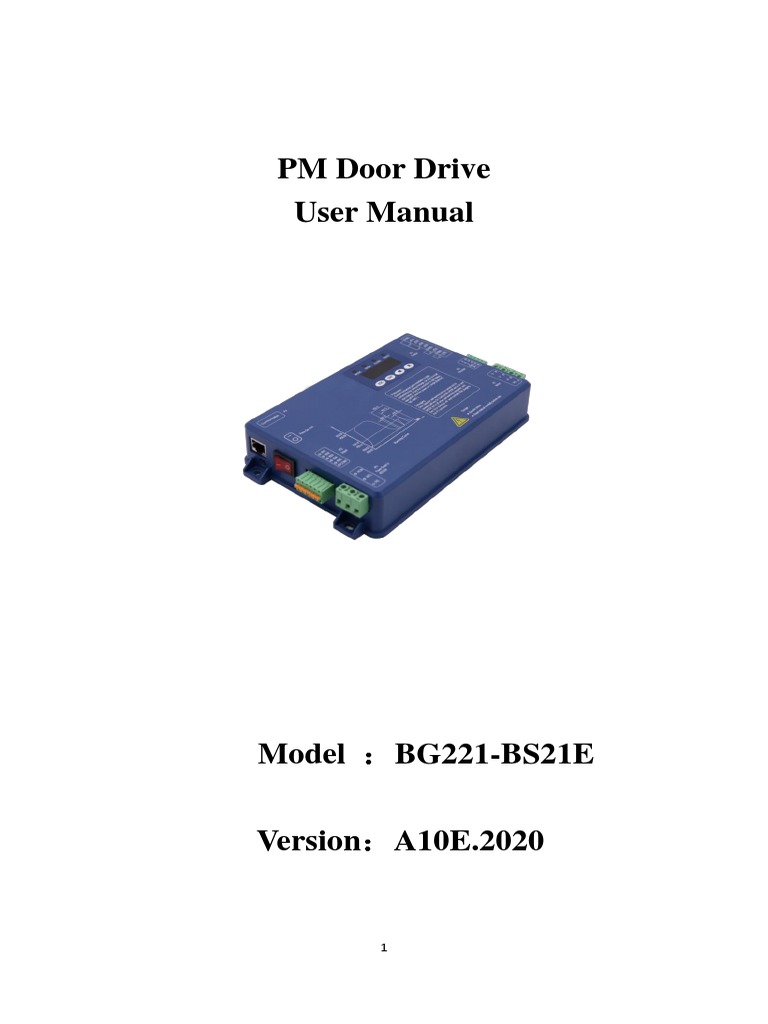 PM Door Drive User Manual | PDF | Parameter (Computer Programming) | Elevator