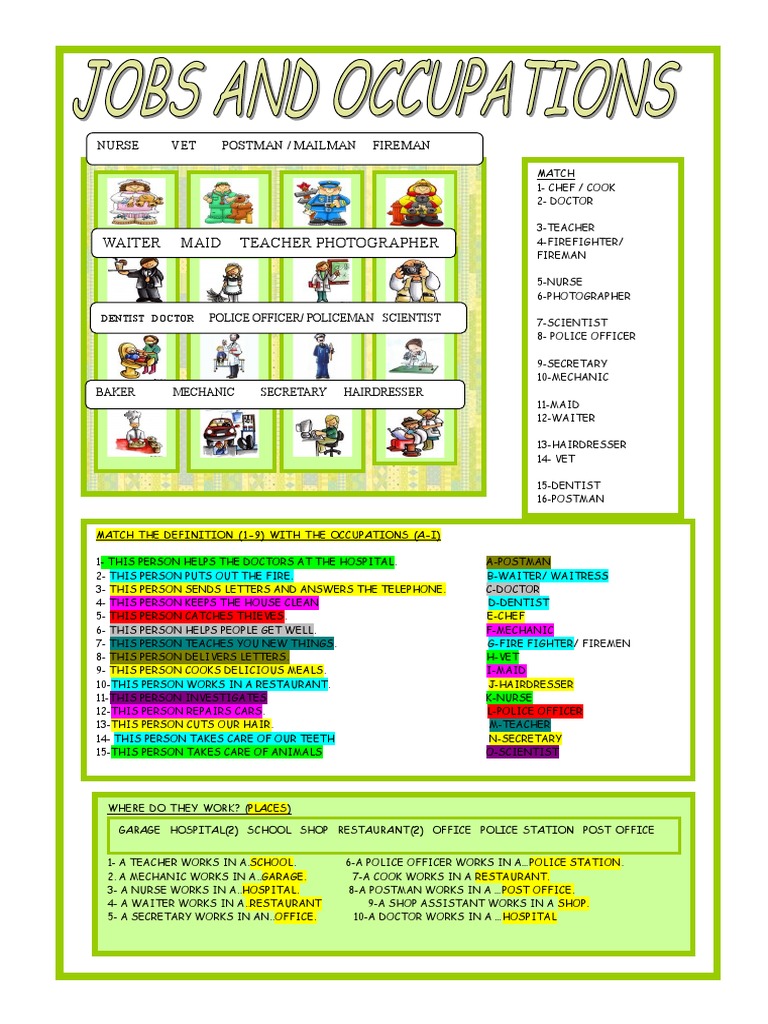 Waiter Maid Teacher Photographer: Nurse Vet Postman / Mailman Fireman ...