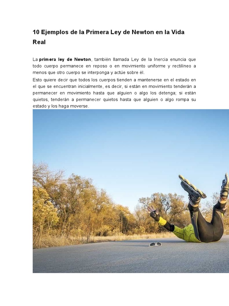10 Ejemplos de La Primera Ley de Newton en La Vida Real | PDF | Las ...