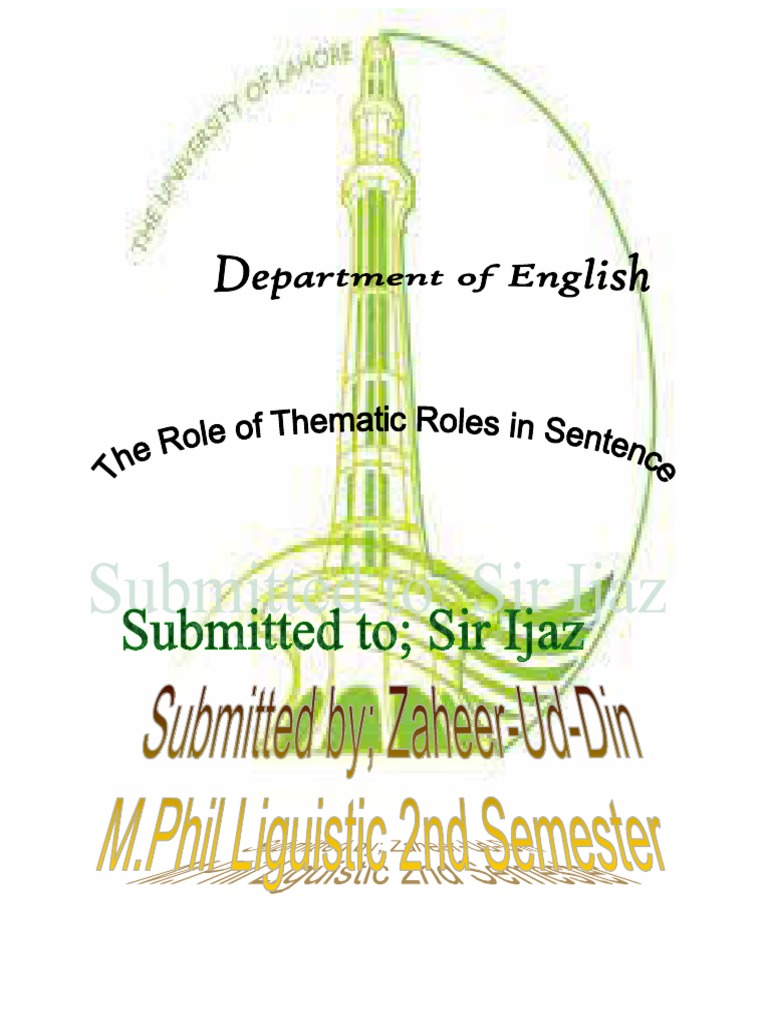 The Role of Thematic Roles in Sentence Analysis | PDF | Subject ...