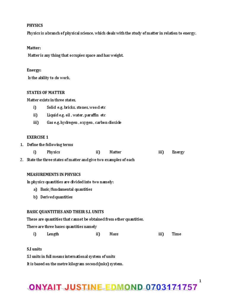 s1&s2 Physics Notes | PDF | Friction | Weight