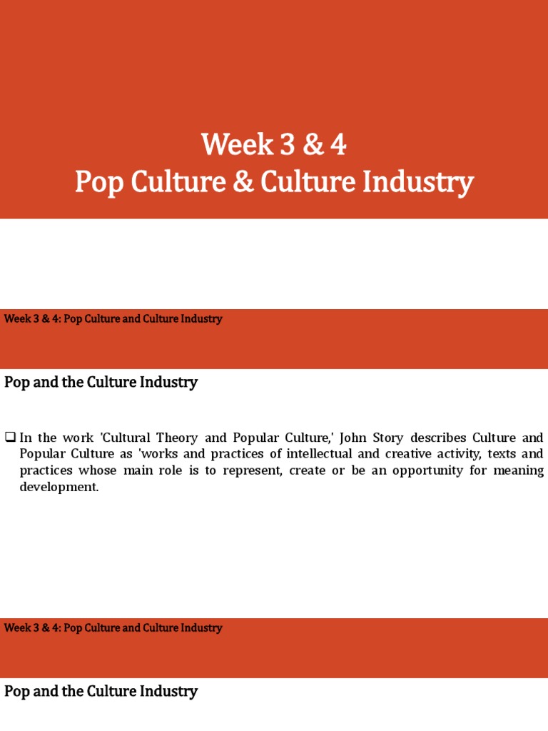 W3-4 Pop Culture and Culture Industry - PPT | PDF | Popular Culture ...
