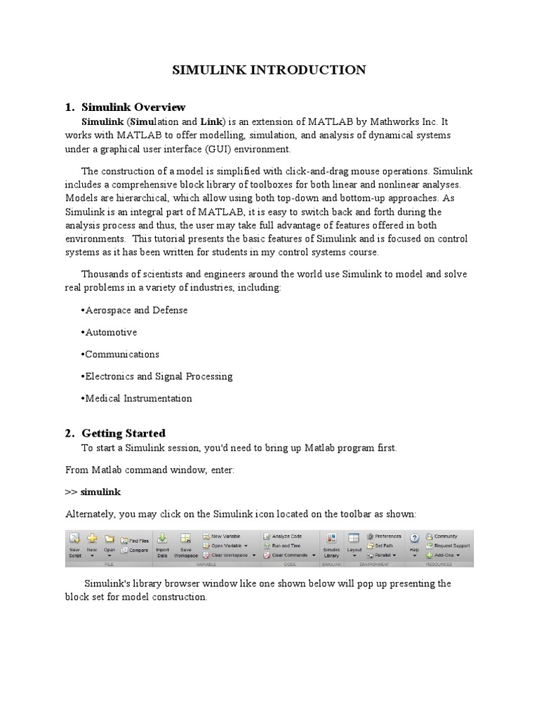Simulink Introduction | PDF | Matlab | Parameter (Computer Programming)