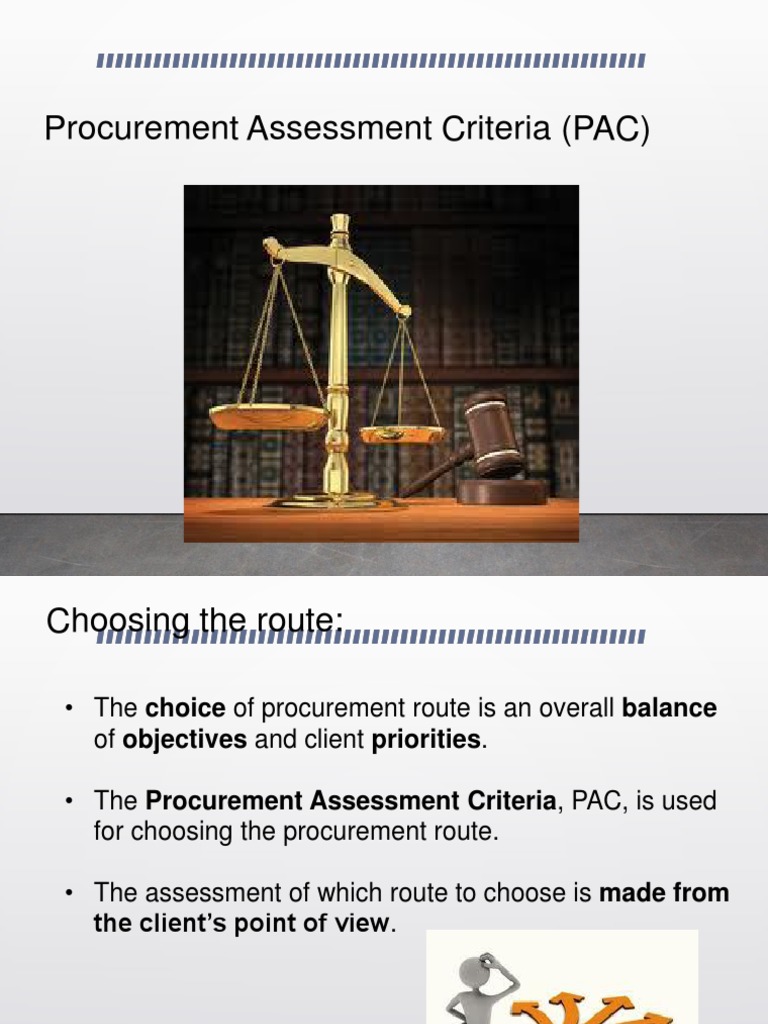 Procurement Assessment Criteria (PAC) | PDF | Procurement | Risk