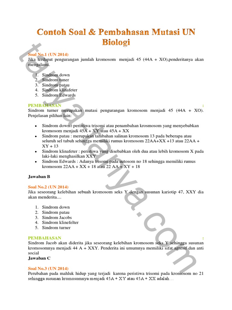 Contoh Soal UN Mutasi | PDF