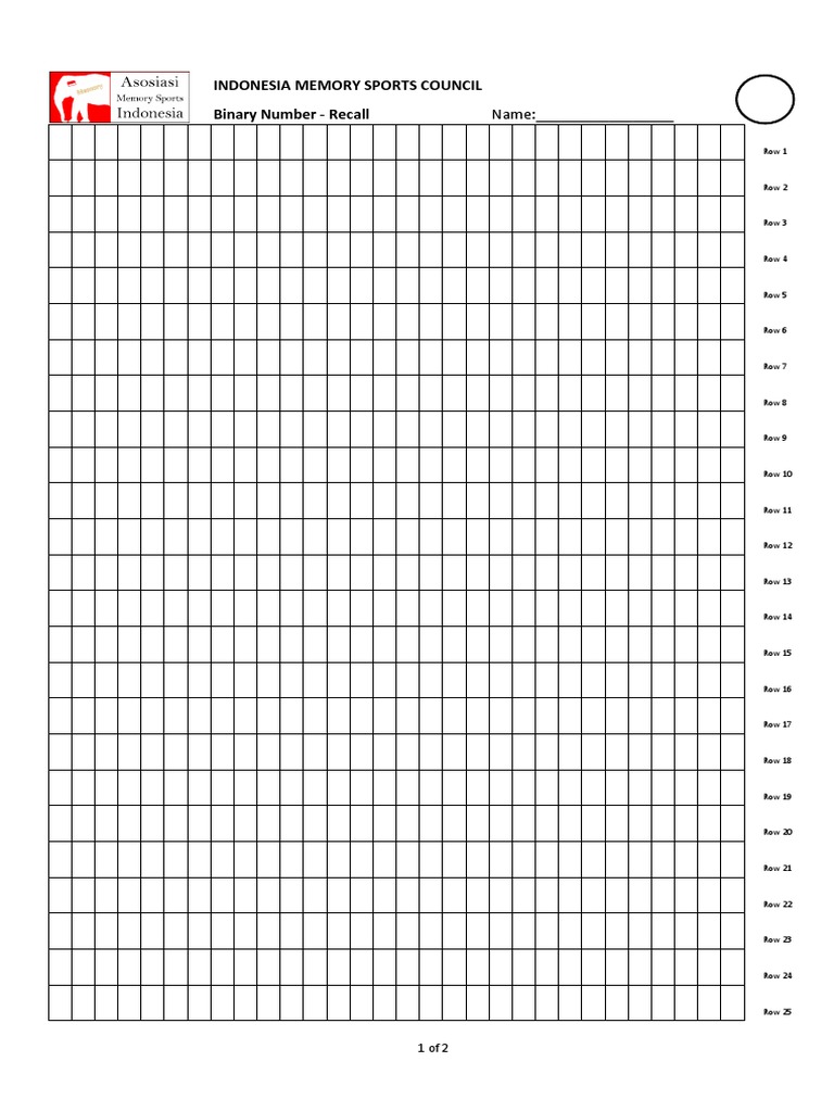 Indonesia Memory Sports: Binary Recall | PDF