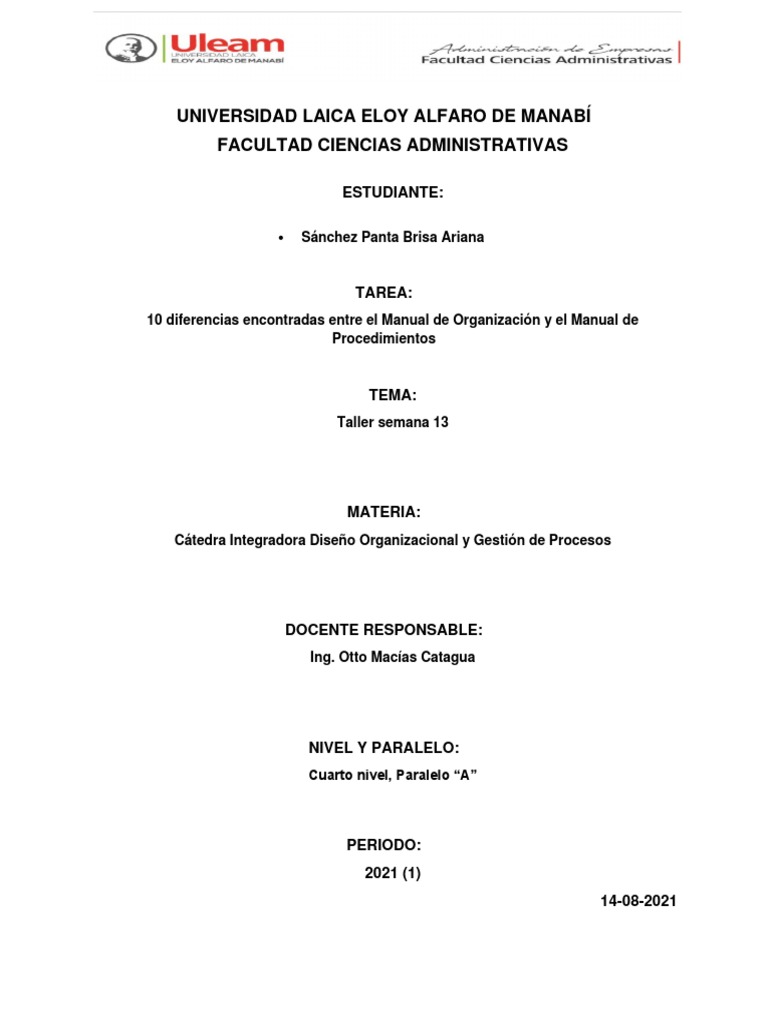 10 Diferencias Entre en Manual de Procedimientos y El Manual ...
