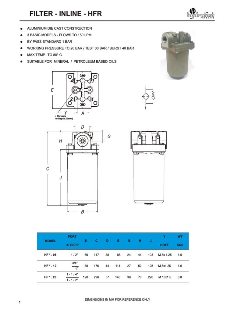 Filter - Inline - HFR: (Threads To Depth 20mm) | PDF | Mechanical ...