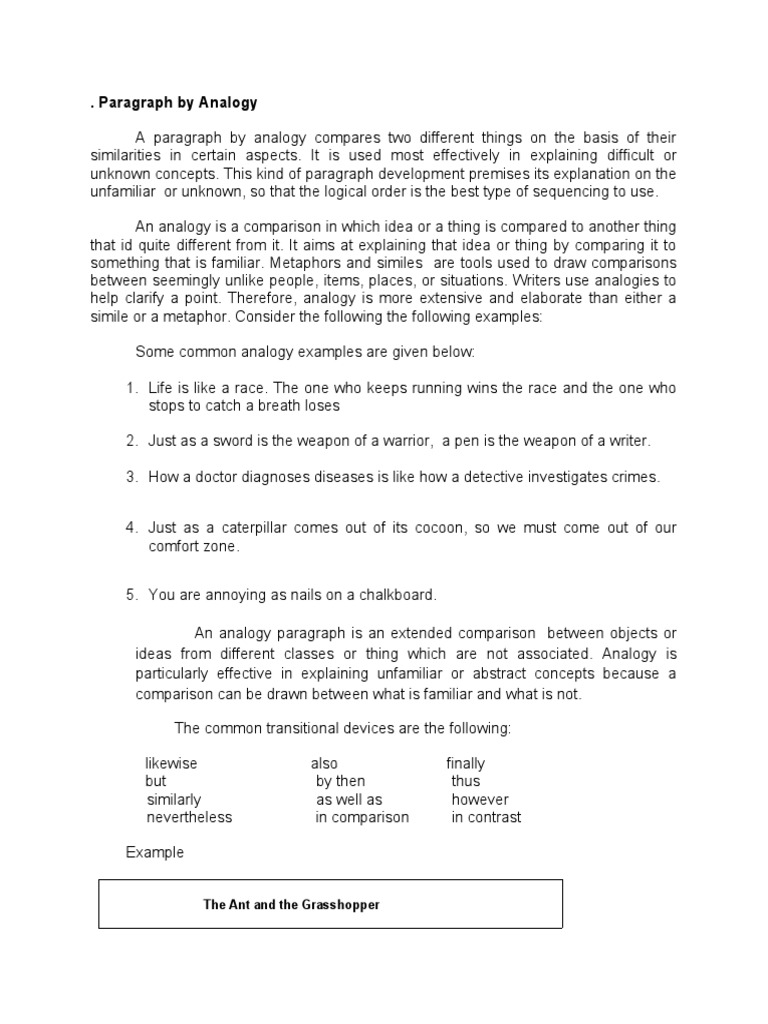 Paragraph by Analogy: The Ant and The Grasshopper | PDF | Analogy ...